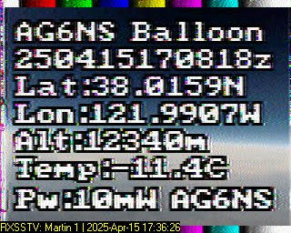 AG6NS-20 Is Sending Live SSTV From A Pico Balloon – SF-HAB